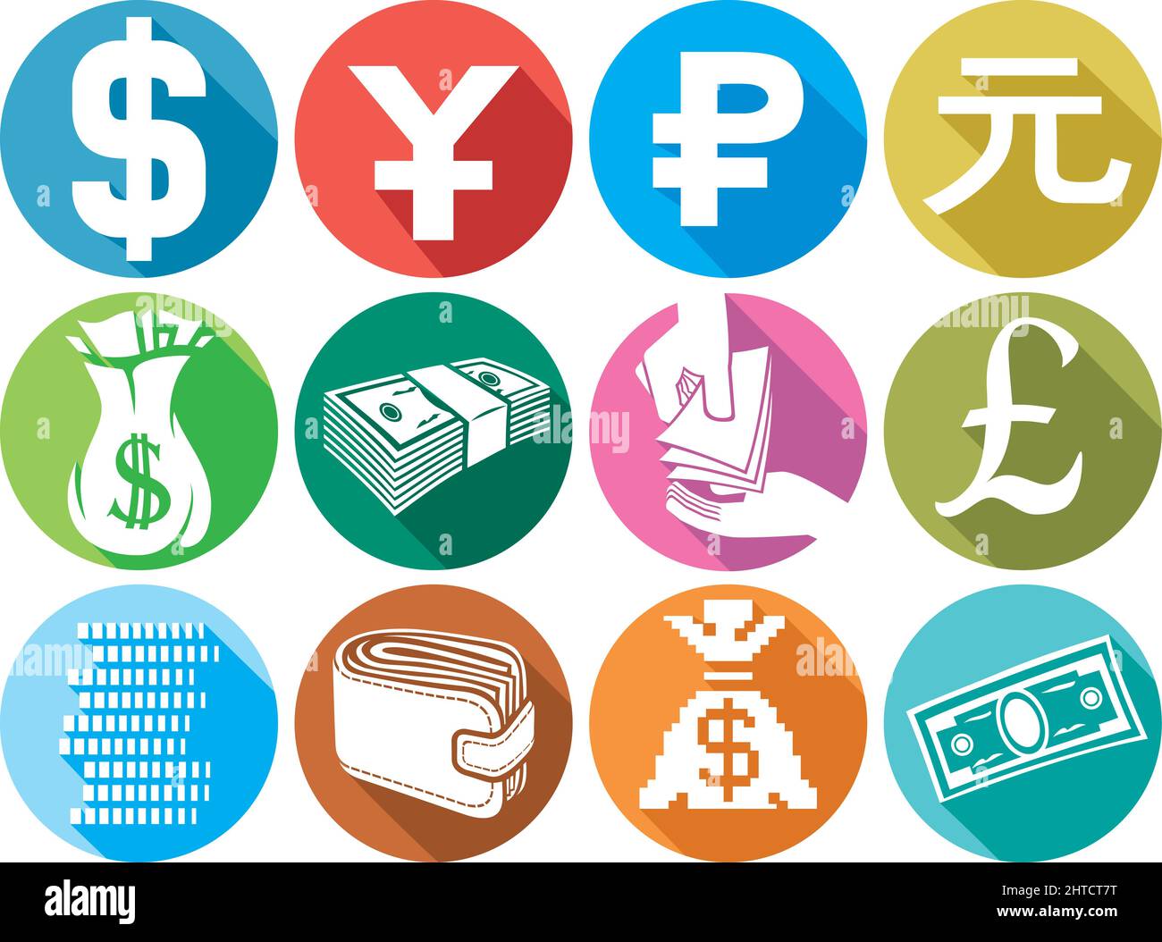 Money flat icons set (stack of coins, wallet) vector illustration Stock ...