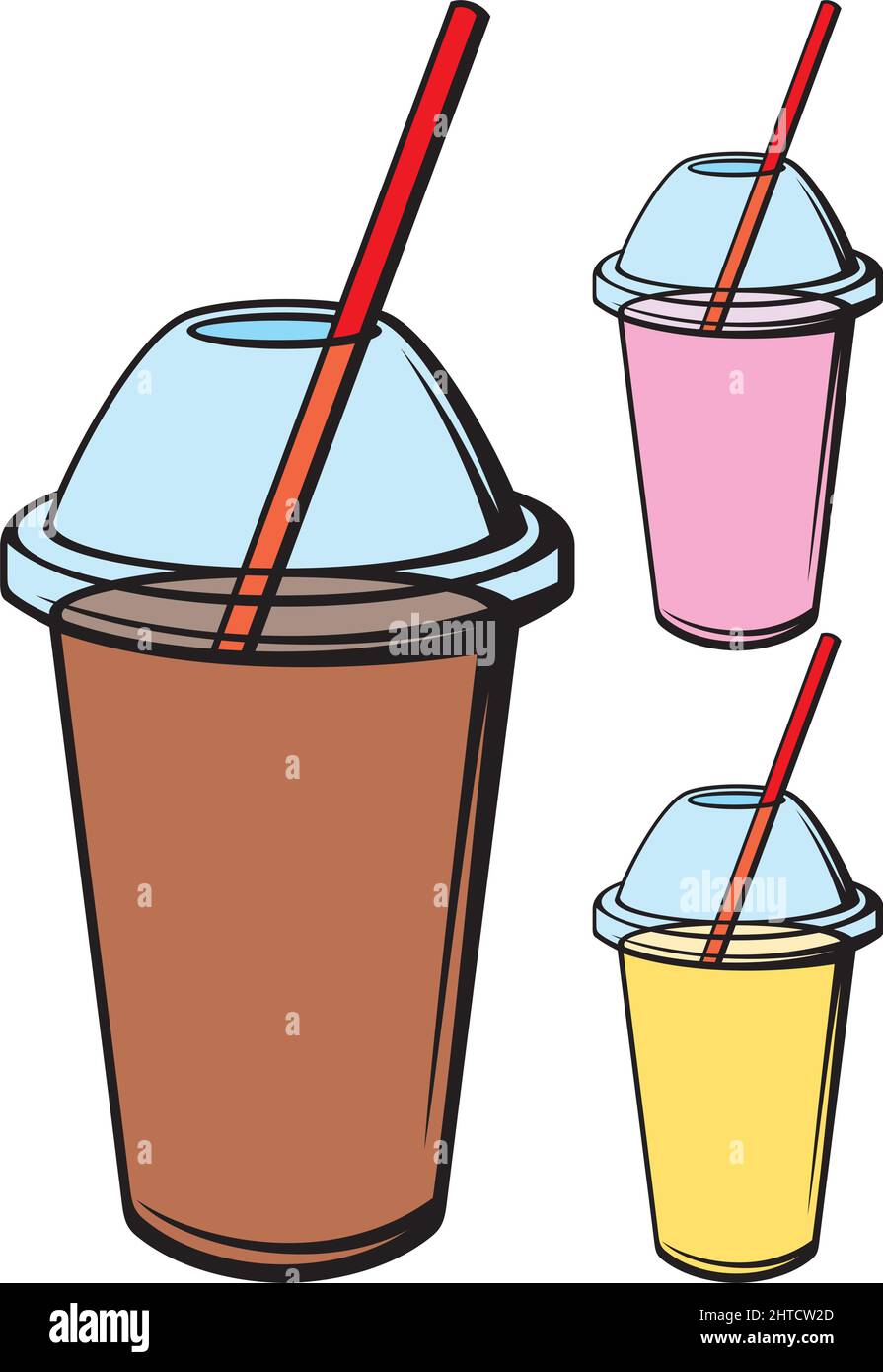 Milk shake (beverage cup with drinking straw) vector illustration Stock ...