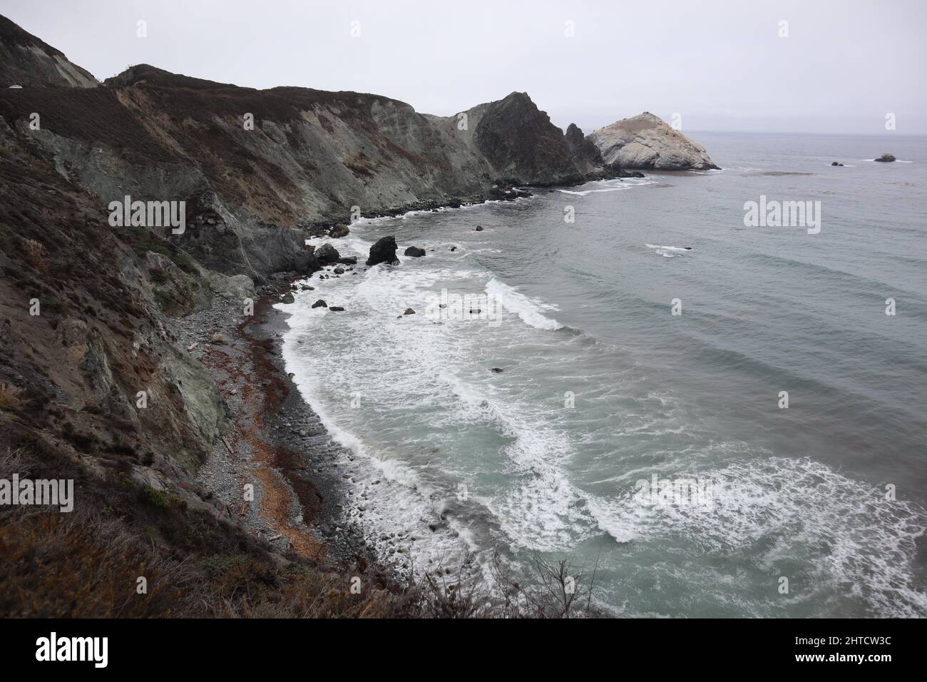 Scenic view of the rocky coastline of Central California with the ...