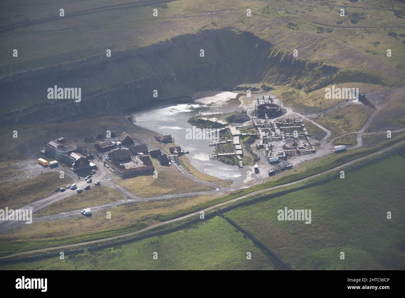 Film set for the Beowulf television series, County Durham, 2015 Stock ...