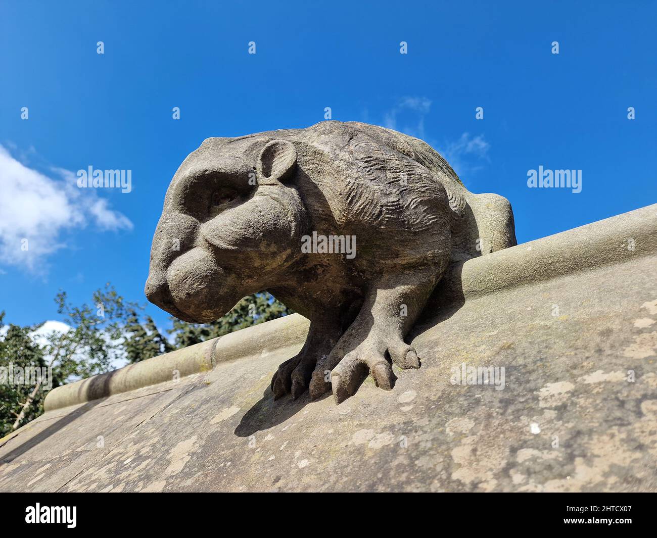 Beaver sculpture from the Animal Wall of Cardiff Castle in Wales built ...
