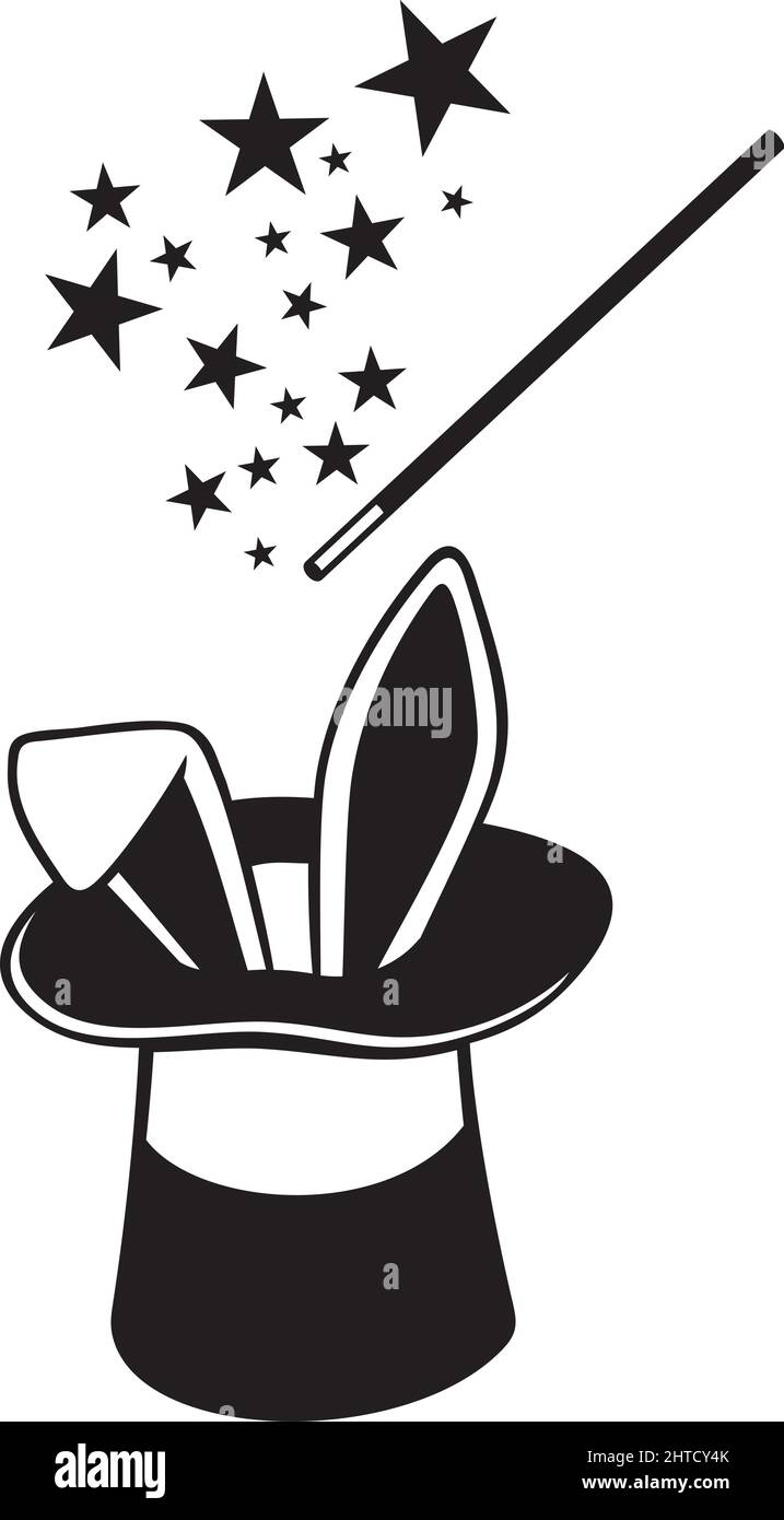 Magic Hat, Wand and Rabbit (Bunny) vector illustration Stock Vector ...