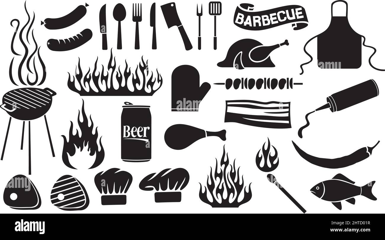 Barbecue and food icons set vector illustration Stock Vector Image ...