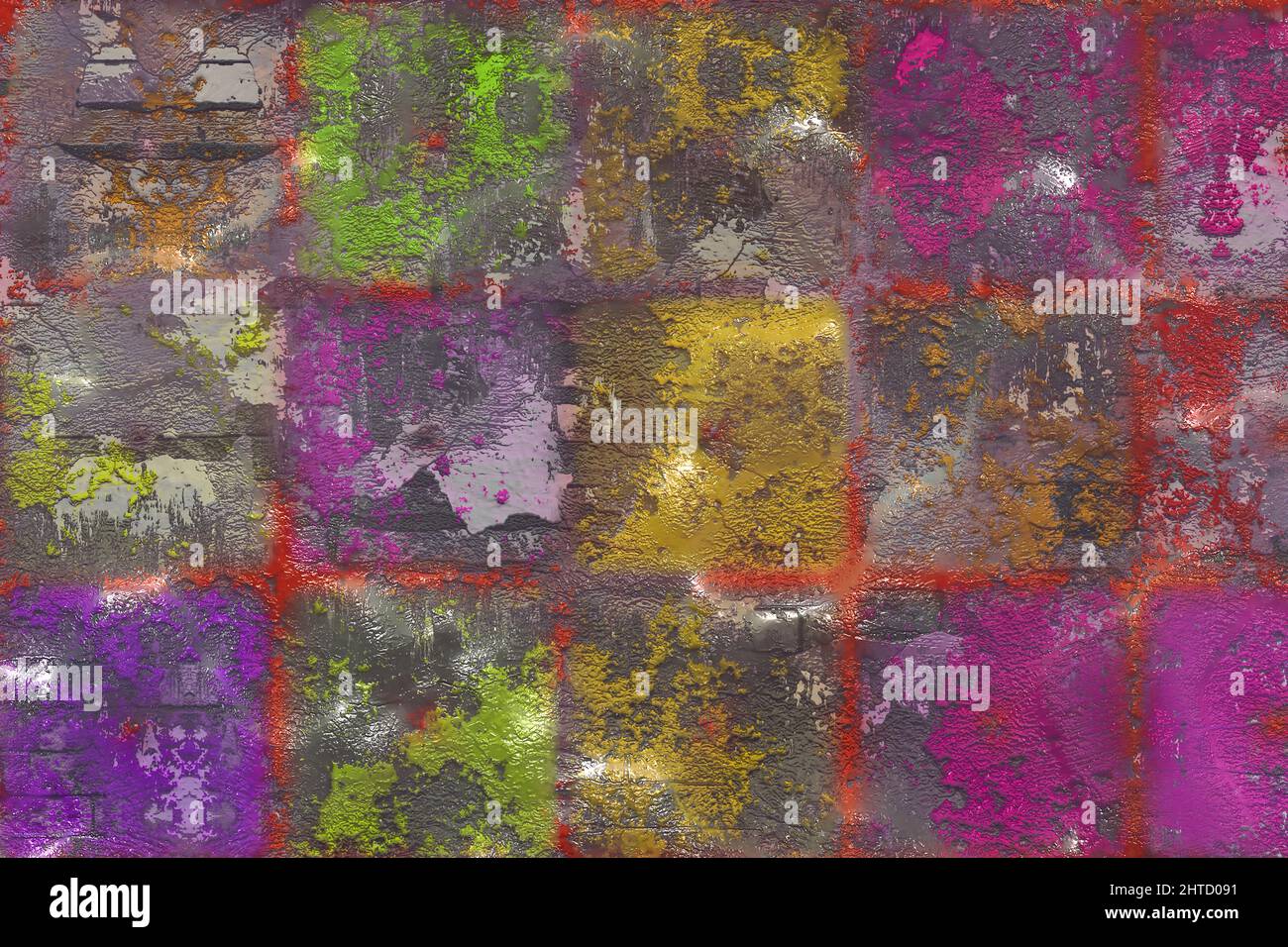 Illustration of a concrete wall colorfully painted in cubes Stock Photo ...