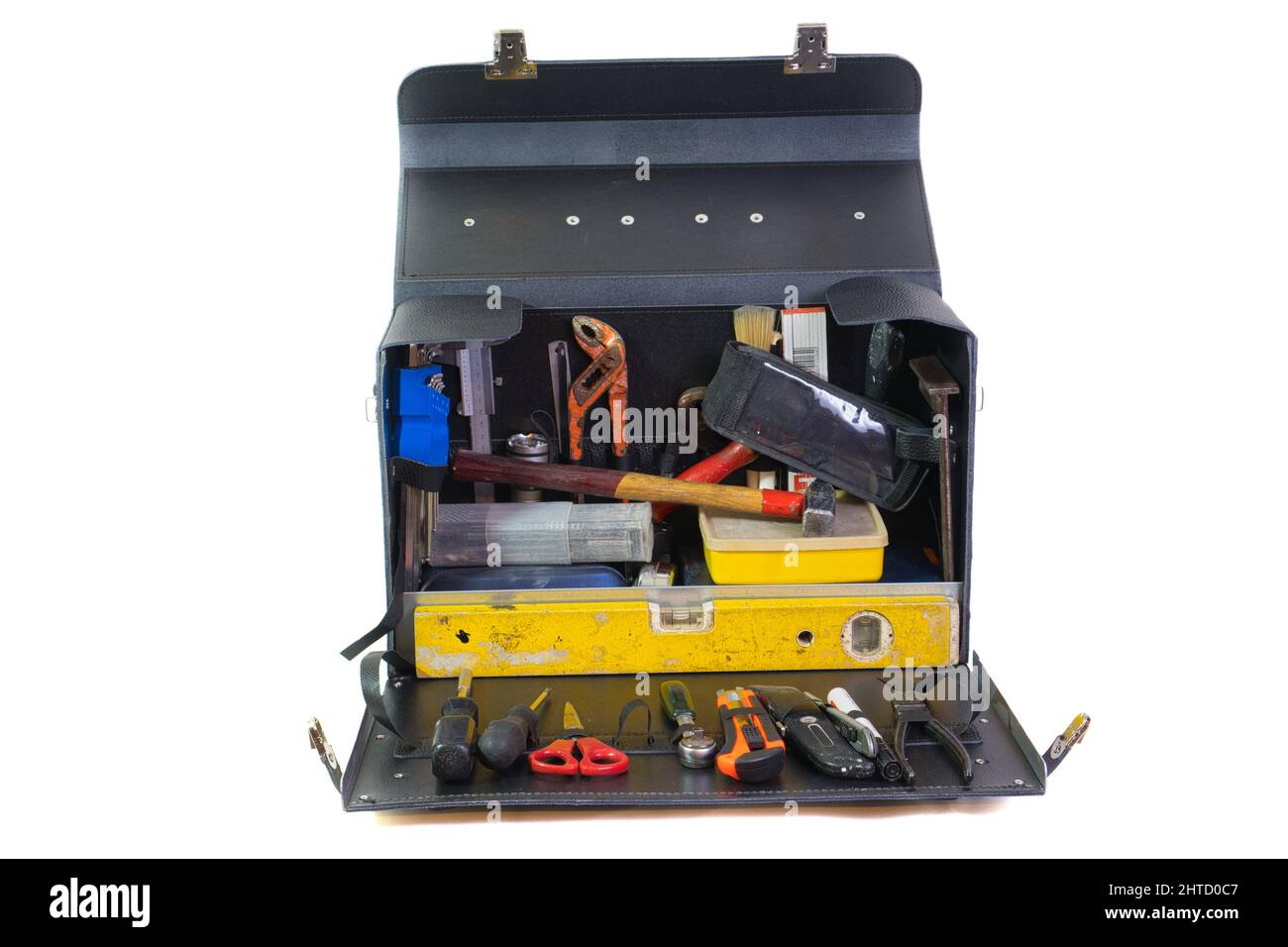 Black stuffed craftsman work case, leather assembly case Stock Photo ...