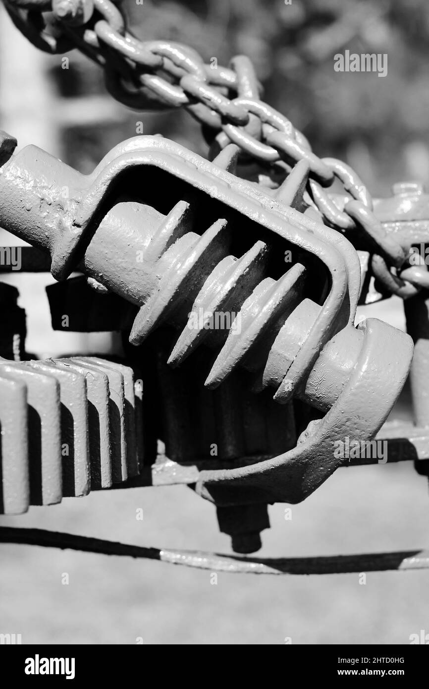 Simple mechanical machine concept on a vintage heavy duty industrial ...