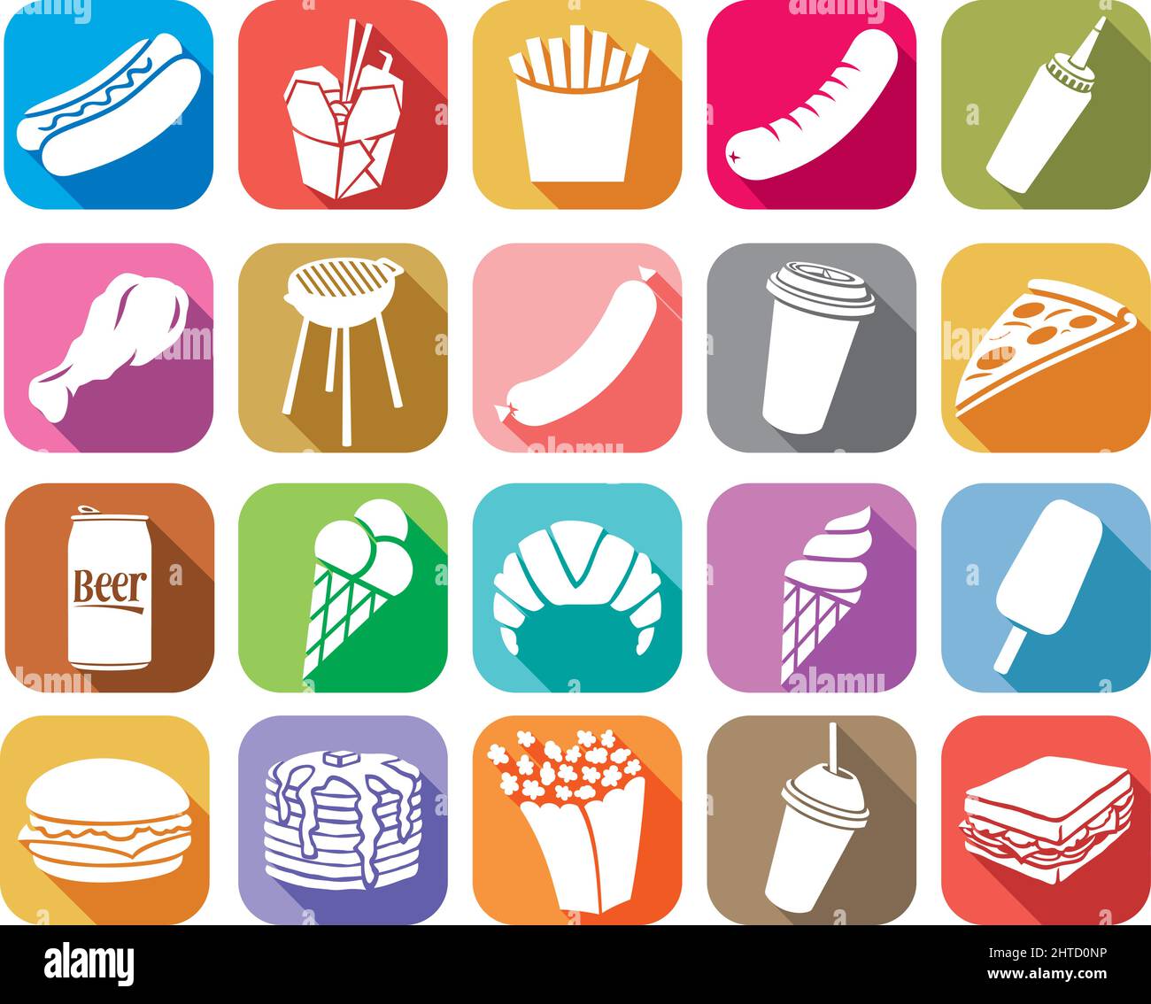 Fast food flat icons set vector illustration Stock Vector Image & Art ...