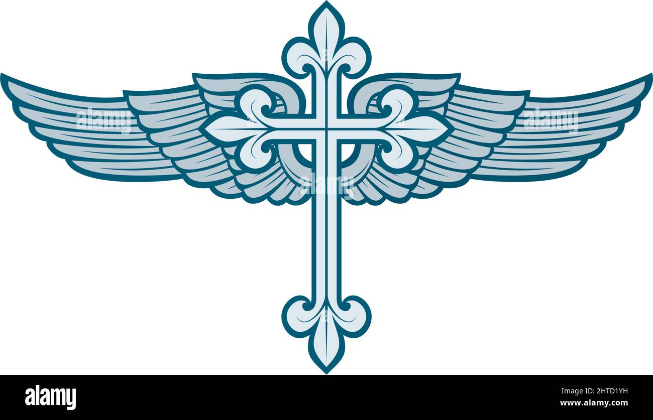 Vector illustration of Christian cross and wing Stock Vector Image ...