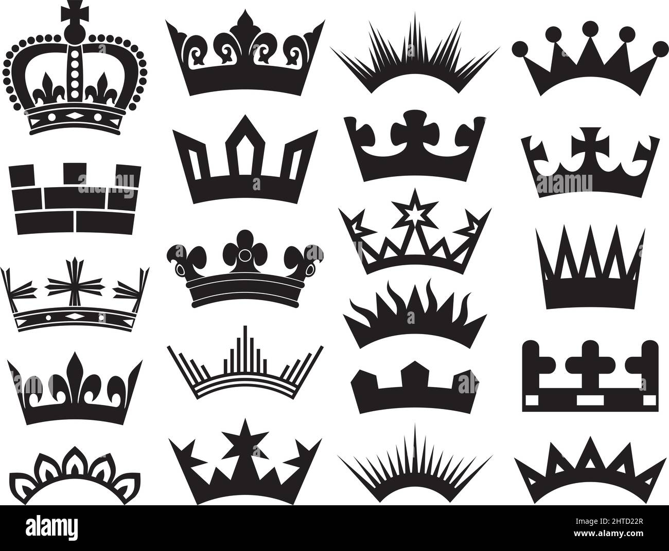 Crown collection set (heraldic elements) vector illustration Stock ...