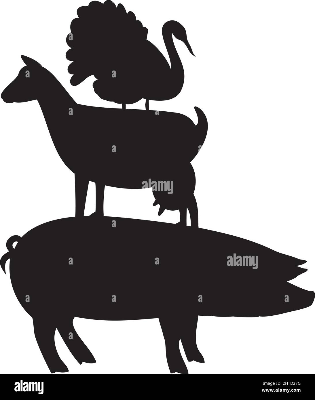 Domestic farm animals - pig, turkey and goat vector illustration Stock ...
