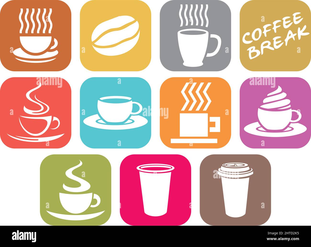 Vector set of coffee design flat icons Stock Vector Image & Art - Alamy