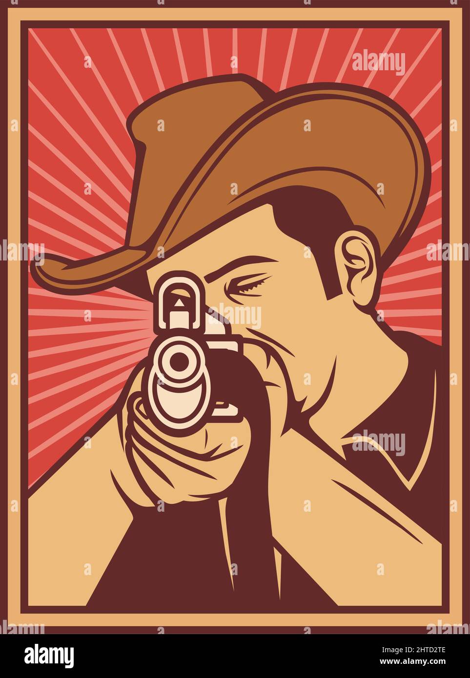 Cowboy shooting a rifle vector illustration Stock Vector Image & Art ...