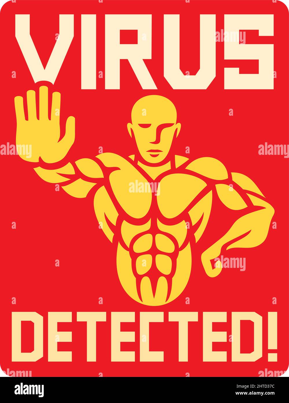 Virus detected vector icon (strongman gesturing stop sign Stock Vector ...