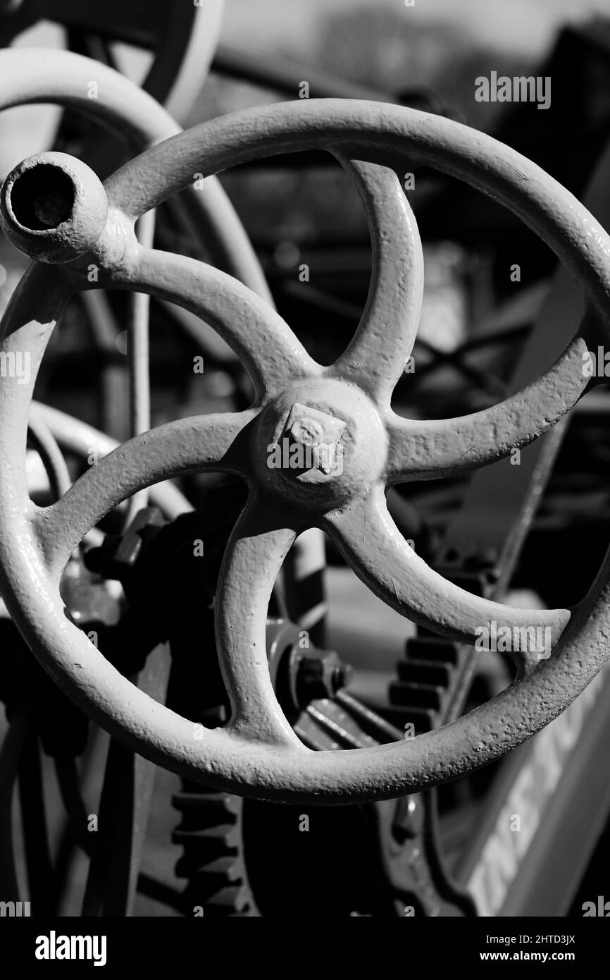 Simple mechanical machine concept on a vintage heavy duty industrial ...