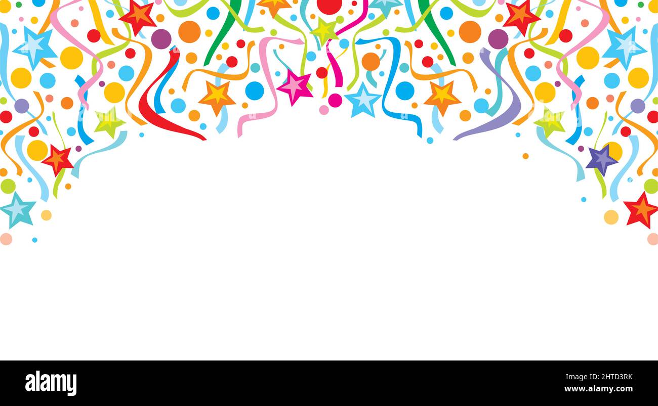 Background design with party streamers and confetti (festive design, celebration background ...