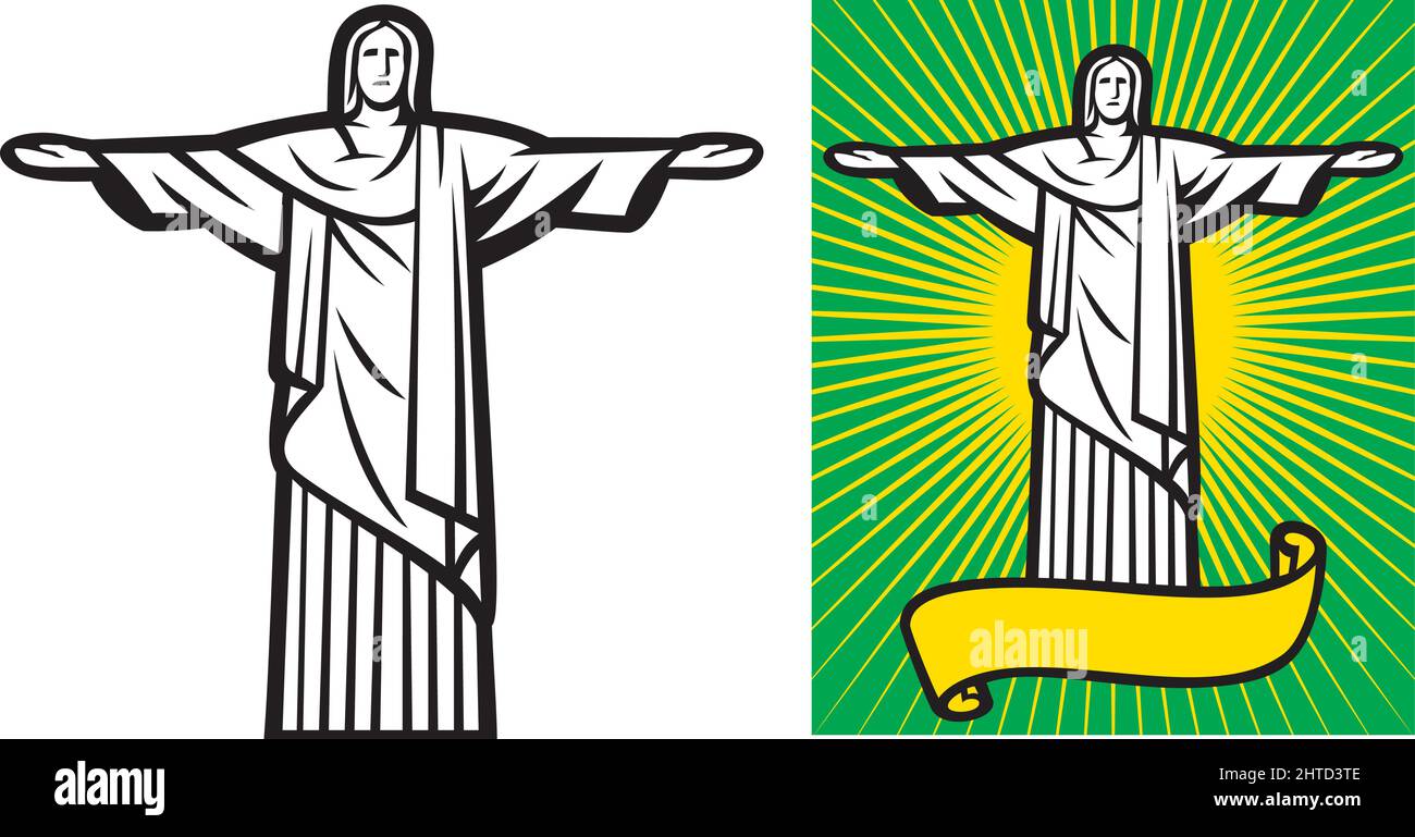 Christ the Redeemer statue in Rio de Janeiro, Brazil. Vector ...