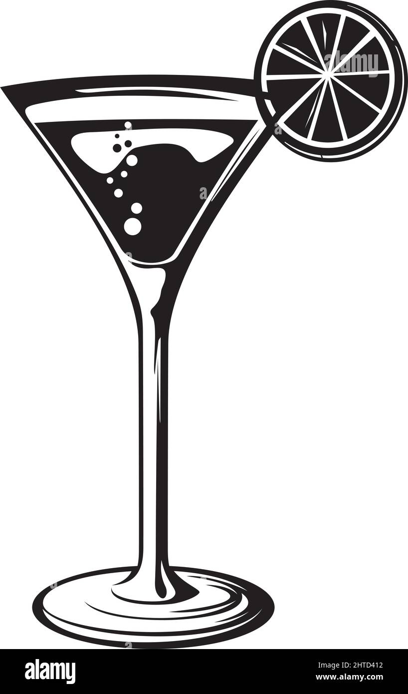 Cocktail glass with lemon vector illustration Stock Vector Image & Art ...