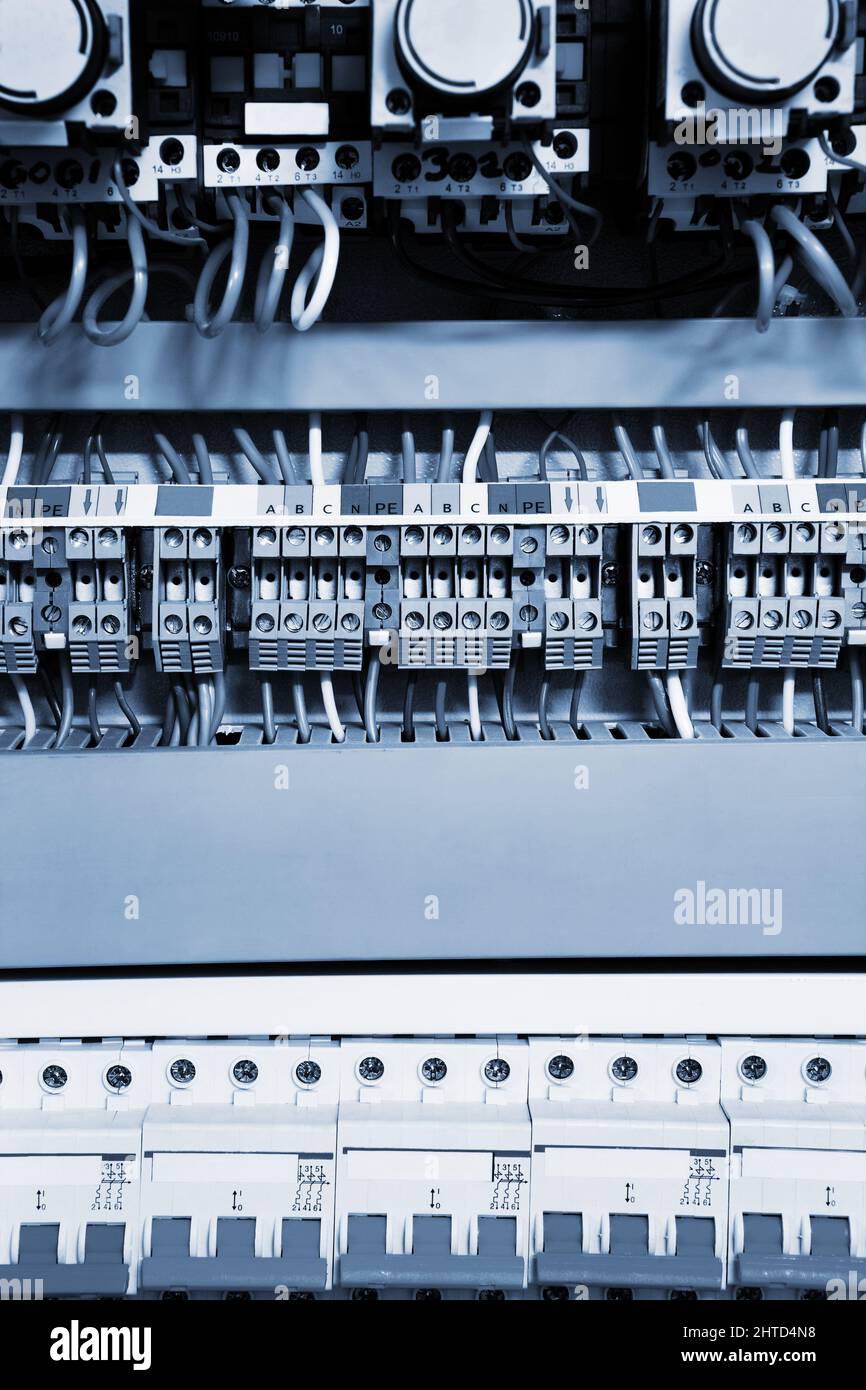 wires in a box of distribution of an electricity Stock Photo - Alamy