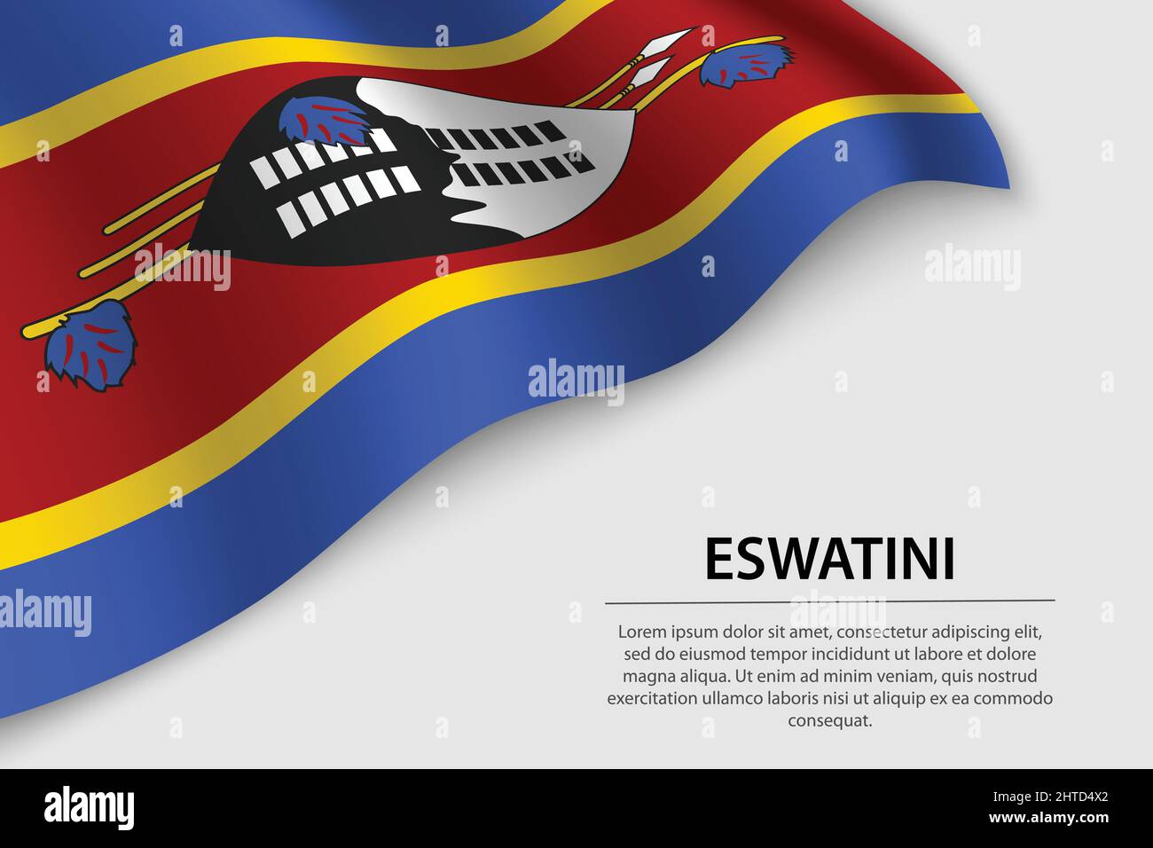 Wave flag of Eswatini on white background. Banner or ribbon vector template for independence day ...