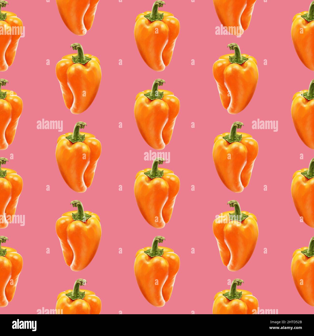 Illustration realism seamless pattern vegetable paprika orange color on ...