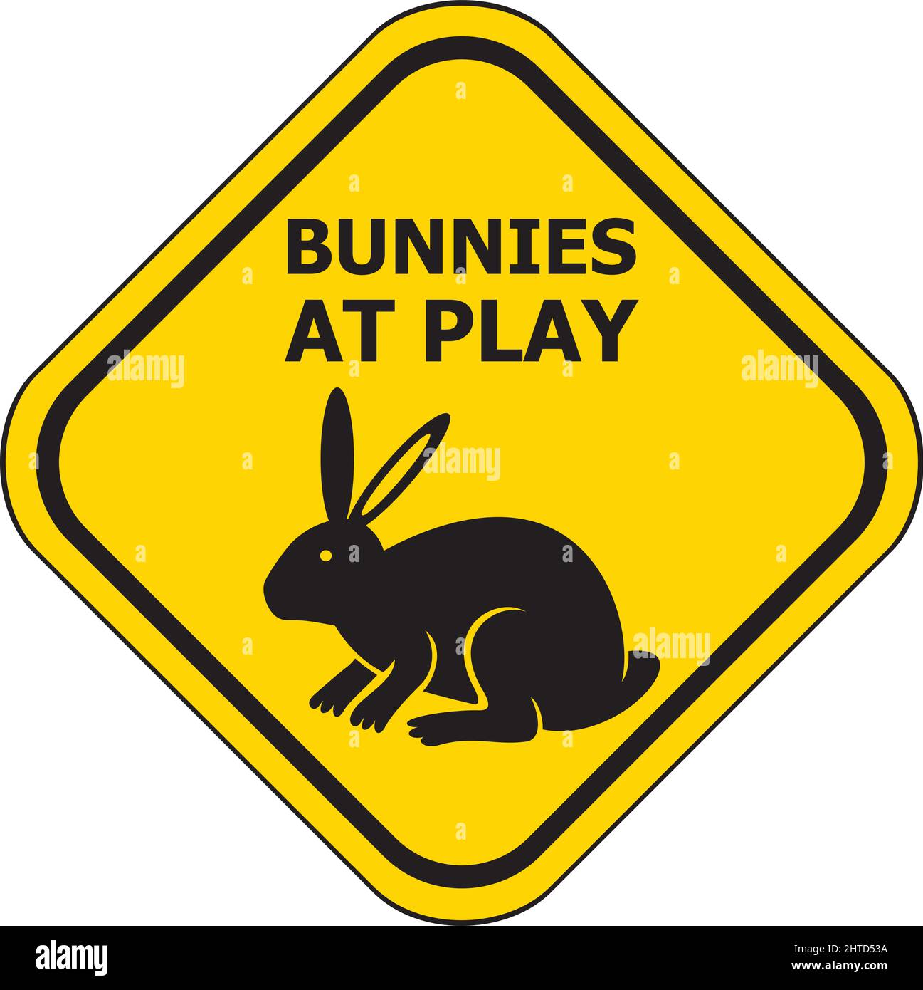 Bunnies at Play traffic sign vector illustration Stock Vector Image ...