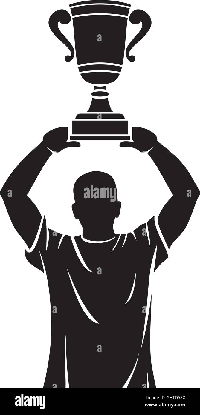 Player lifting trophy (Champion) vector illustration Stock Vector Image ...