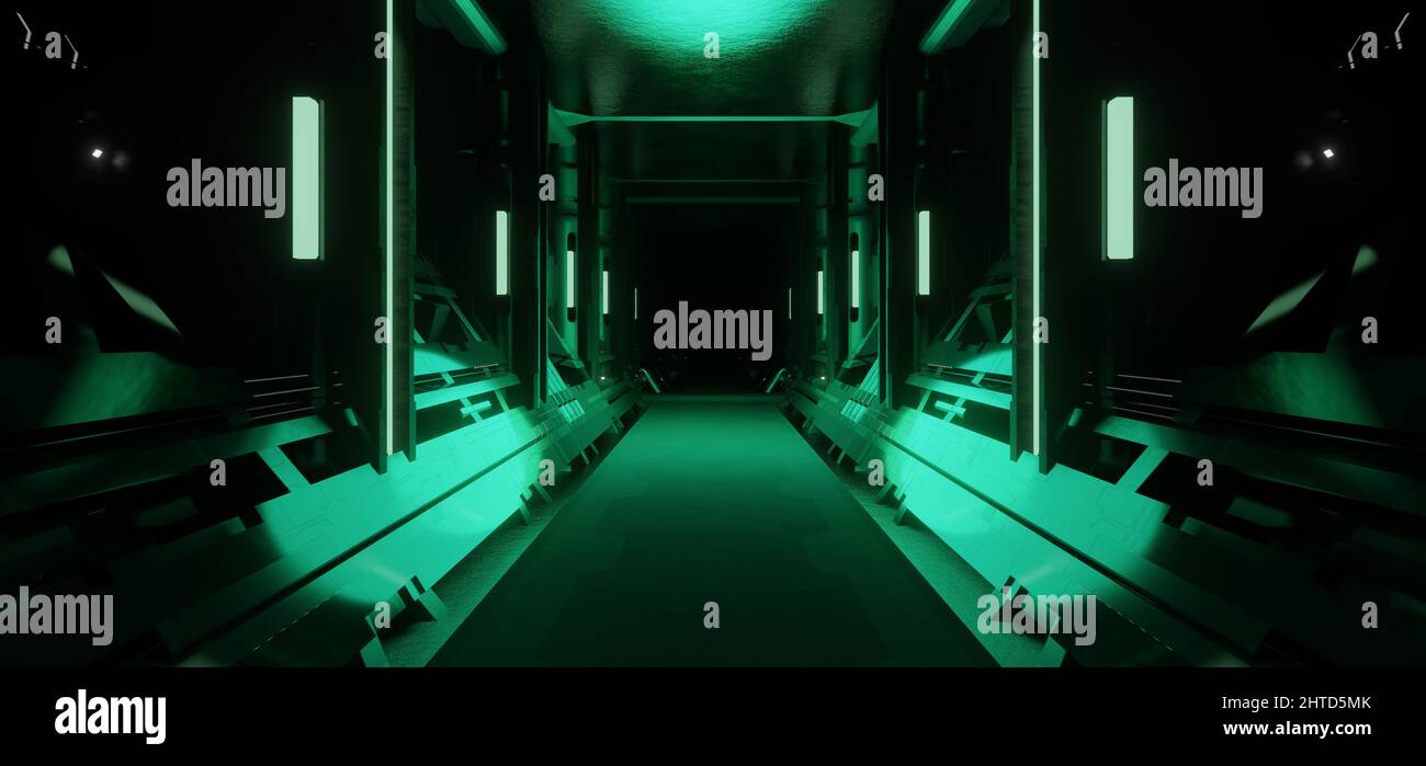 Artificial Intelligence Alien Hangar Tunnel Futuristic Hallway ...