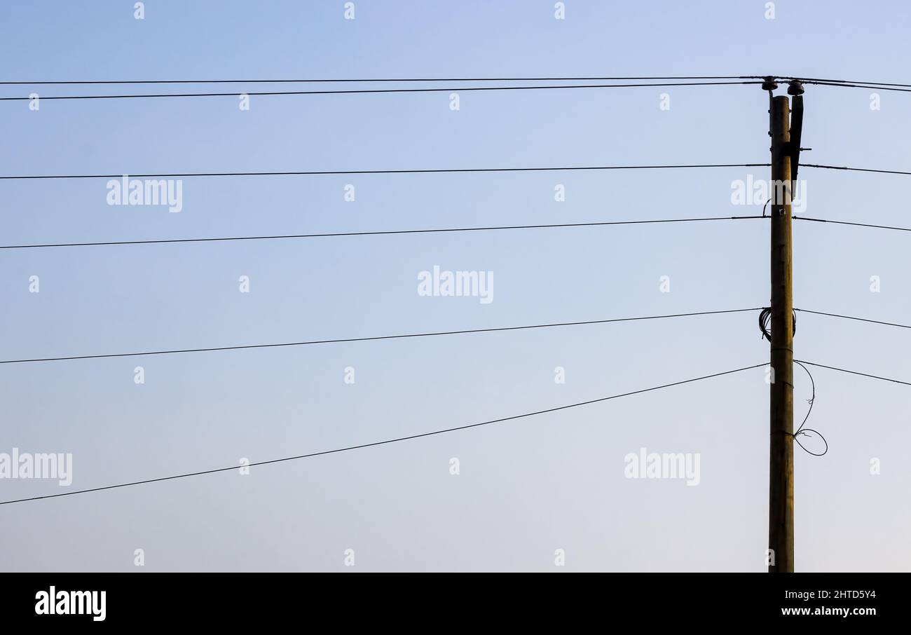 High voltage electricity transmission pole in the urban area Stock ...