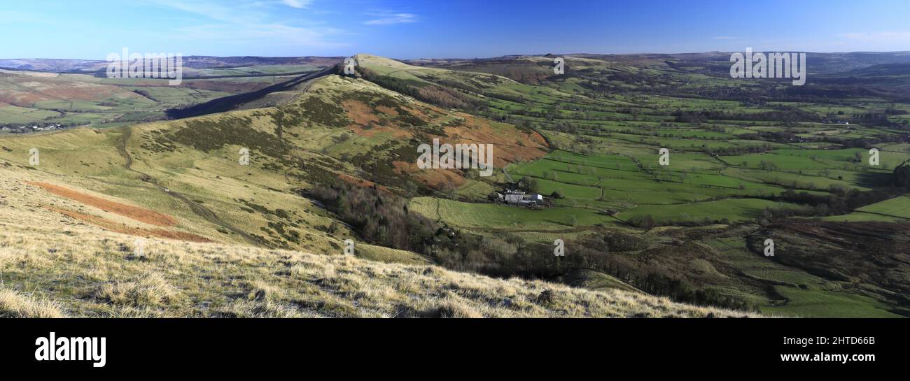 View of the Castleton valley from Mam Tor, Derbyshire, Peak District ...