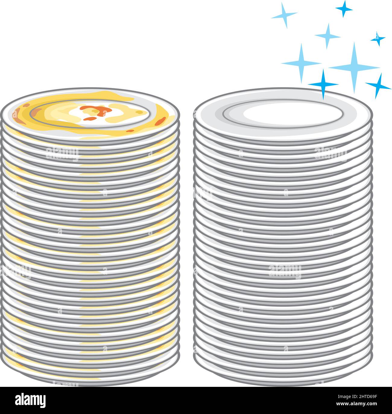 Dirty and clean dishes (plates) vector illustration Stock Vector Image ...