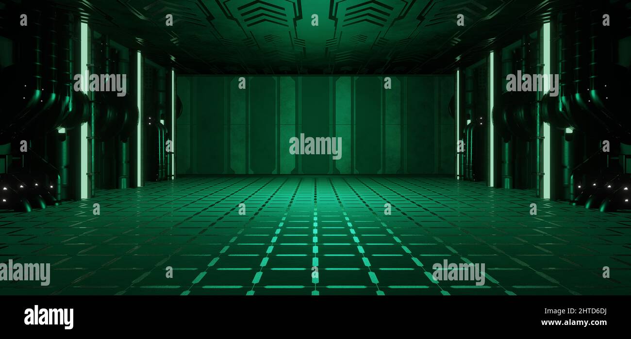 Blank Futuristic Underground Hall Corridor Tunnel Led Lights Laser ...