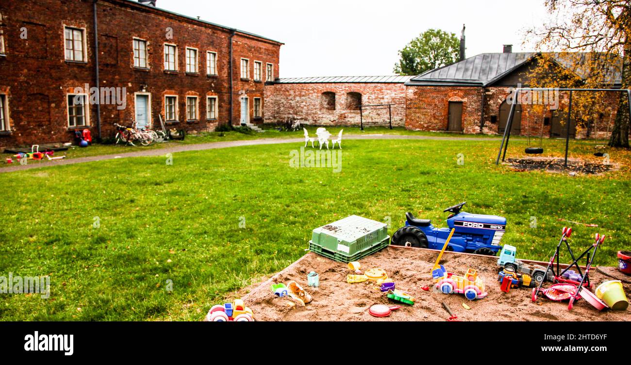 Sad and empty playground in Helsinki, Finland Stock Photo - Alamy