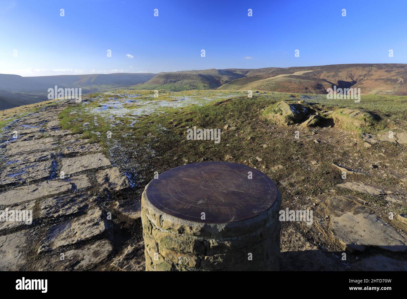 Walkers at Lose hill on the Mam Tor ridge, Vale of Castleton ...