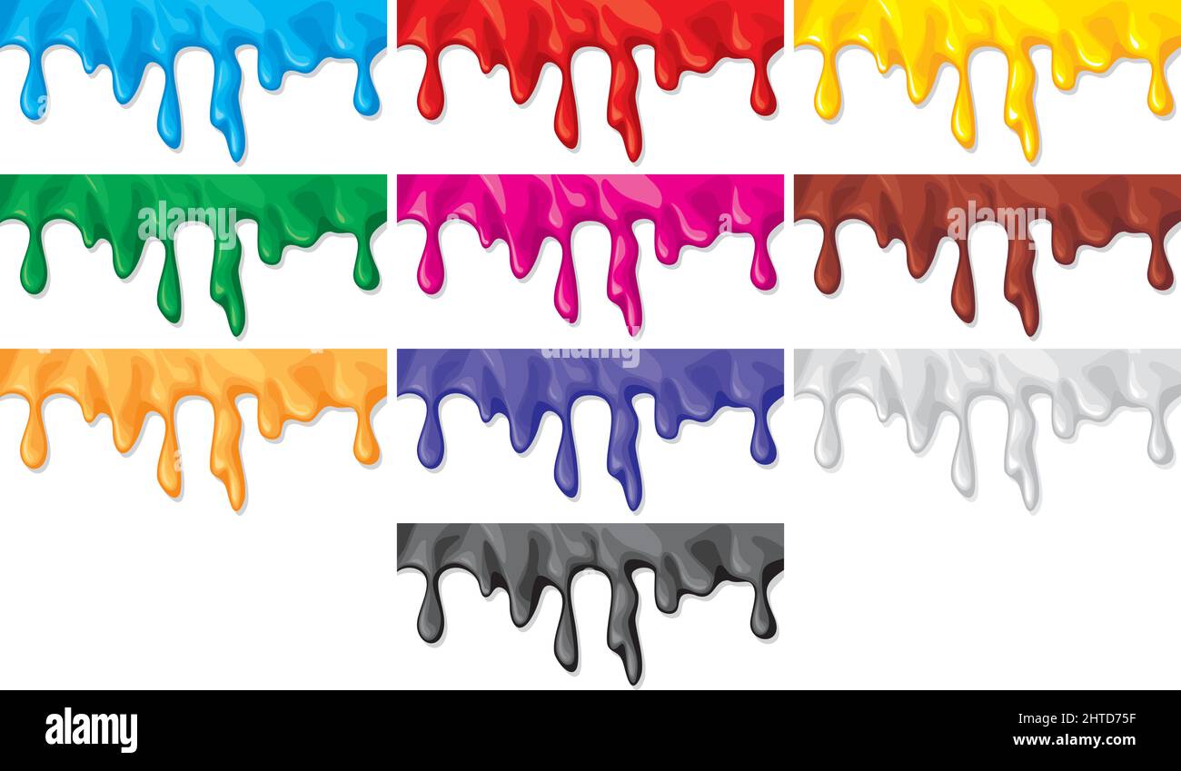 Colorful paint flowing down vector illustration Stock Vector Image ...