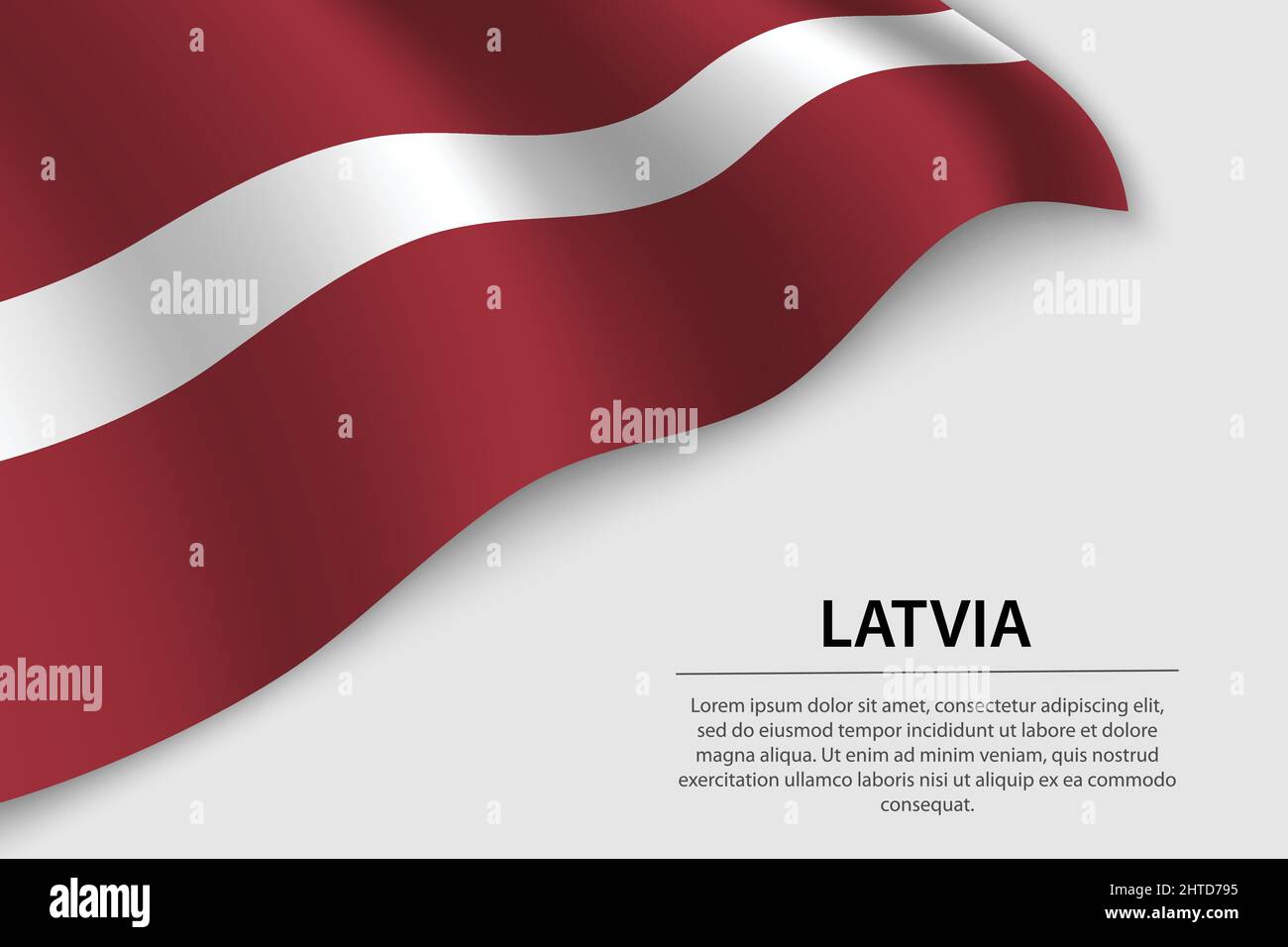 Wave flag of Latvia on white background. Banner or ribbon vector template for independence day ...