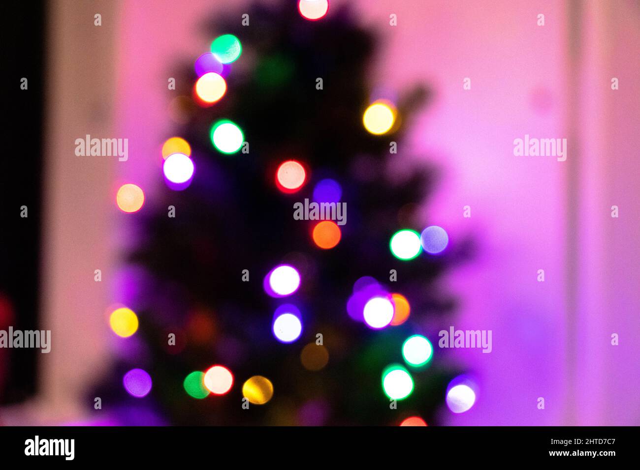 Beautiful shot of a blurred Christmas tree with lights Stock Photo - Alamy