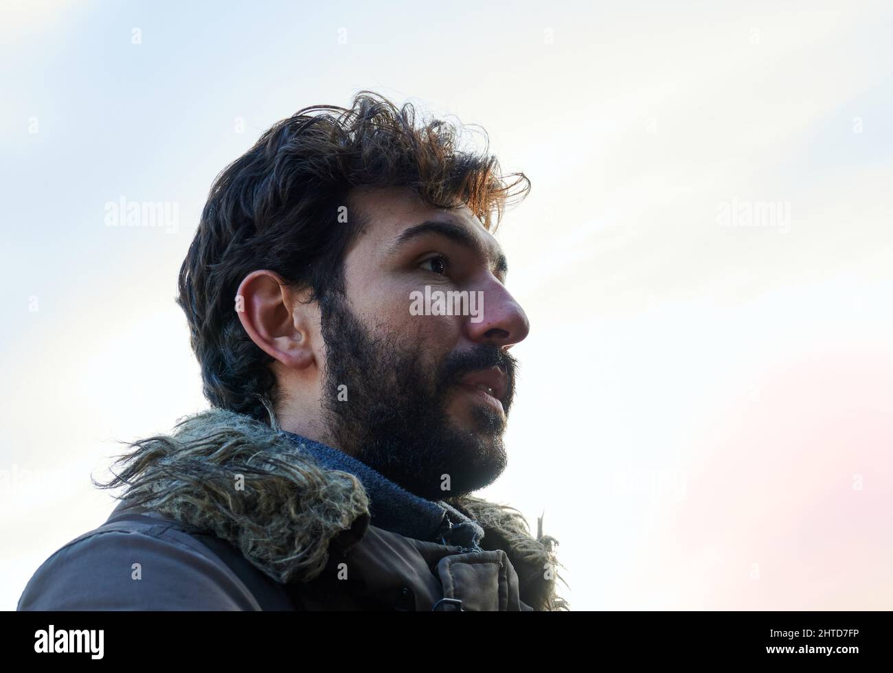 Bearded Caucasian man against the sky in Spain Stock Photo - Alamy