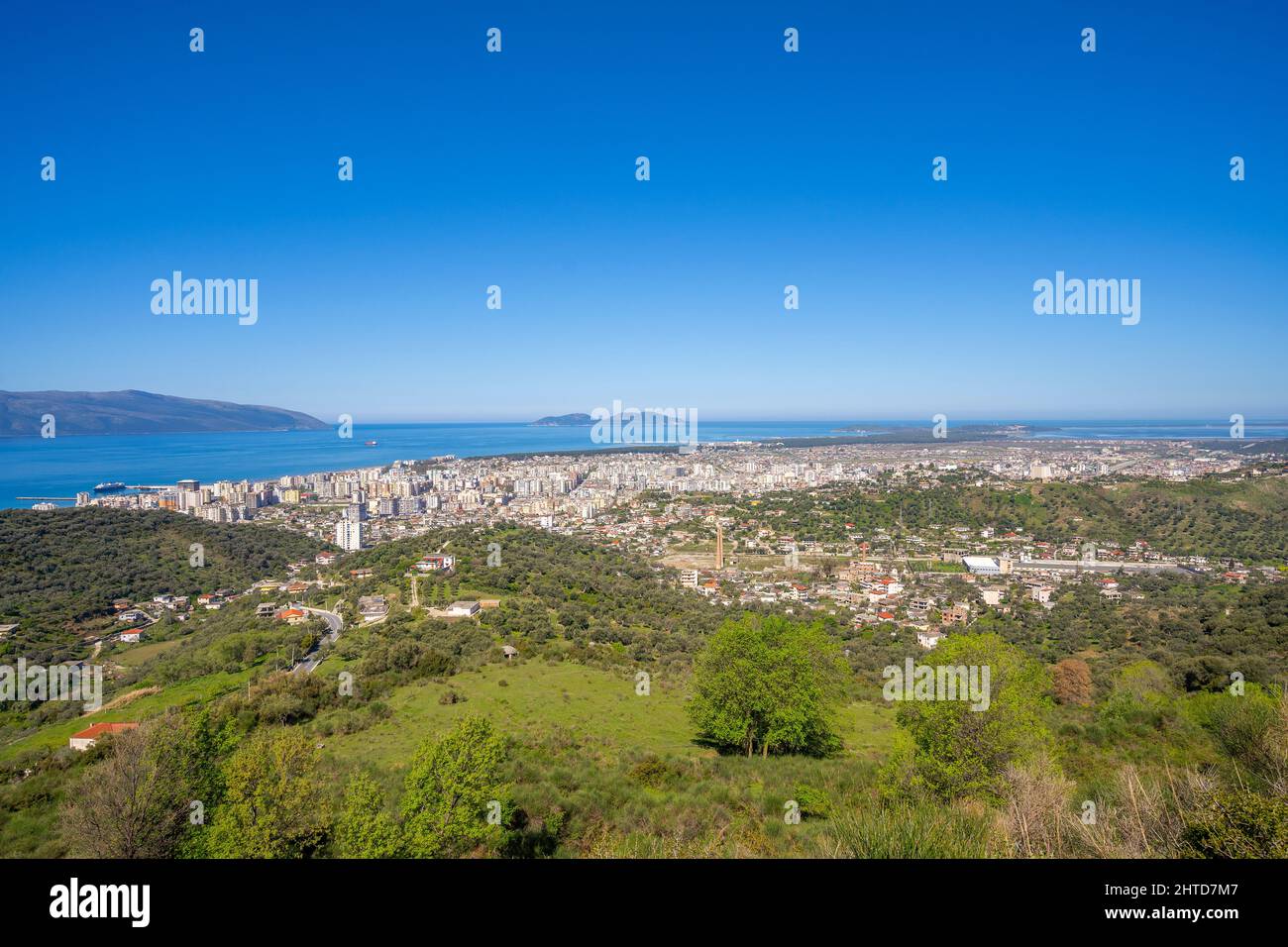 Cityscape seen from Kuzum Baba hill. Aerial city view, city panorama of ...