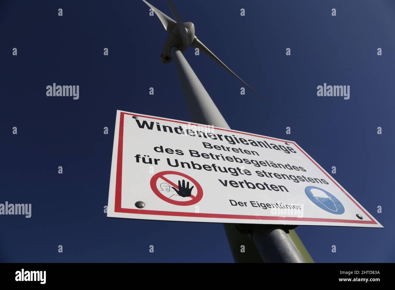 Windmill with warning sign hi-res stock photography and images - Alamy