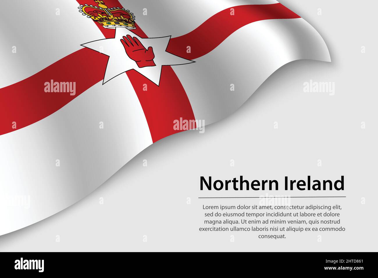 Wave flag of Northern Ireland on white background. Banner or ribbon ...
