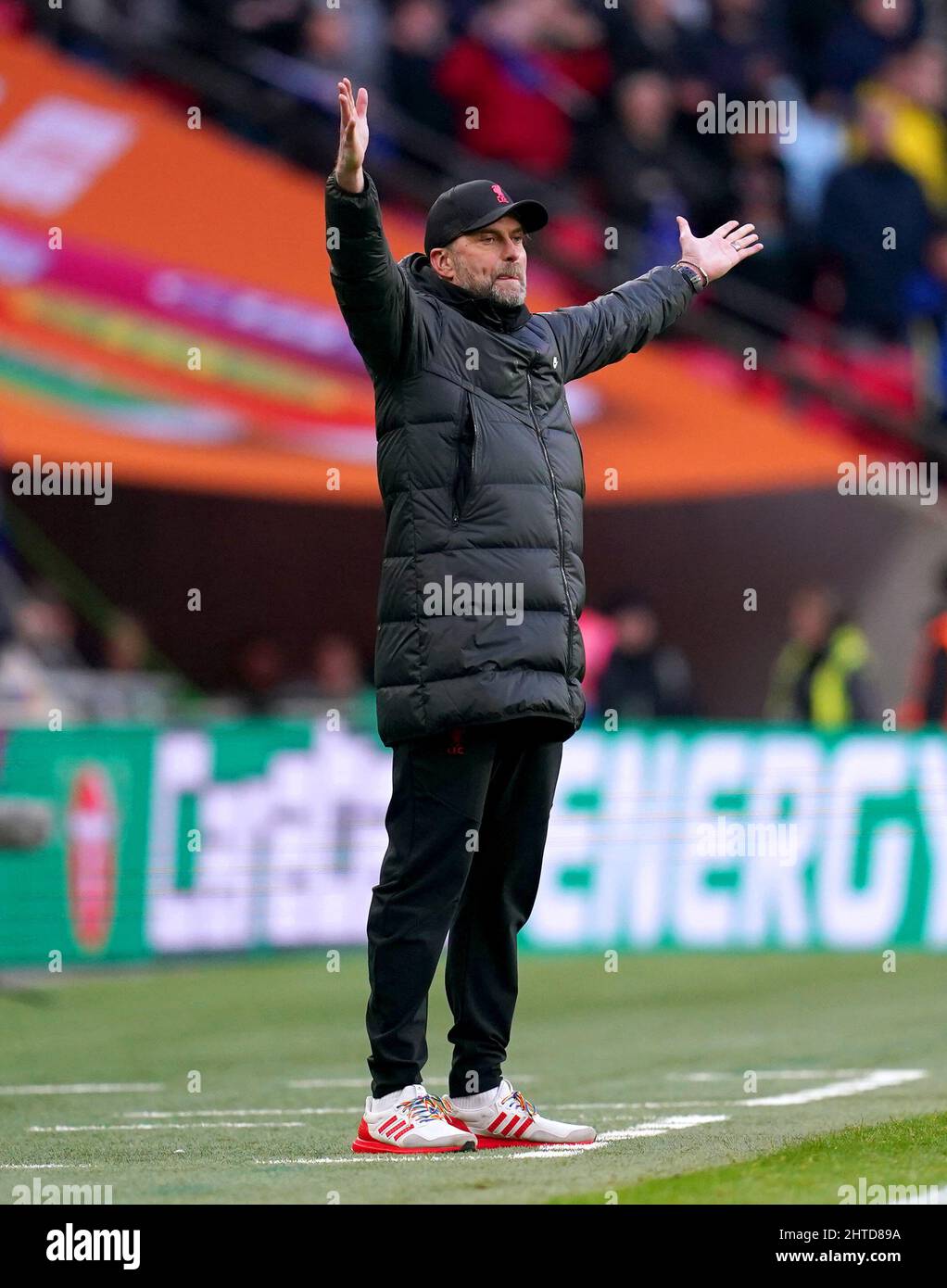 Liverpool manager Jurgen Klopp gestures on the touchline during the ...