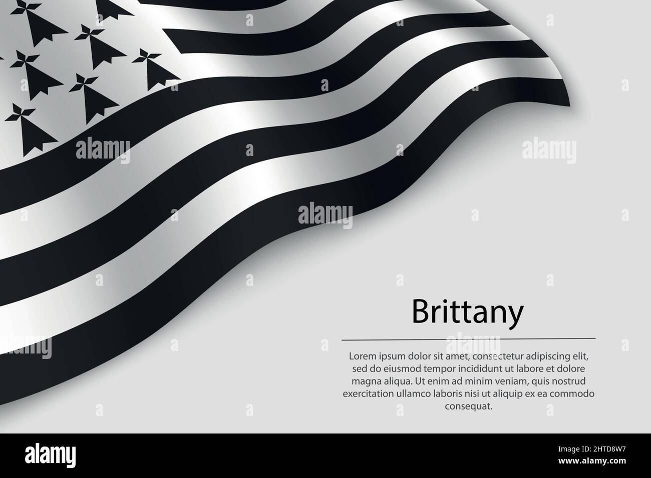 Wave flag of Brittany is a region of France. Banner or ribbon vector ...