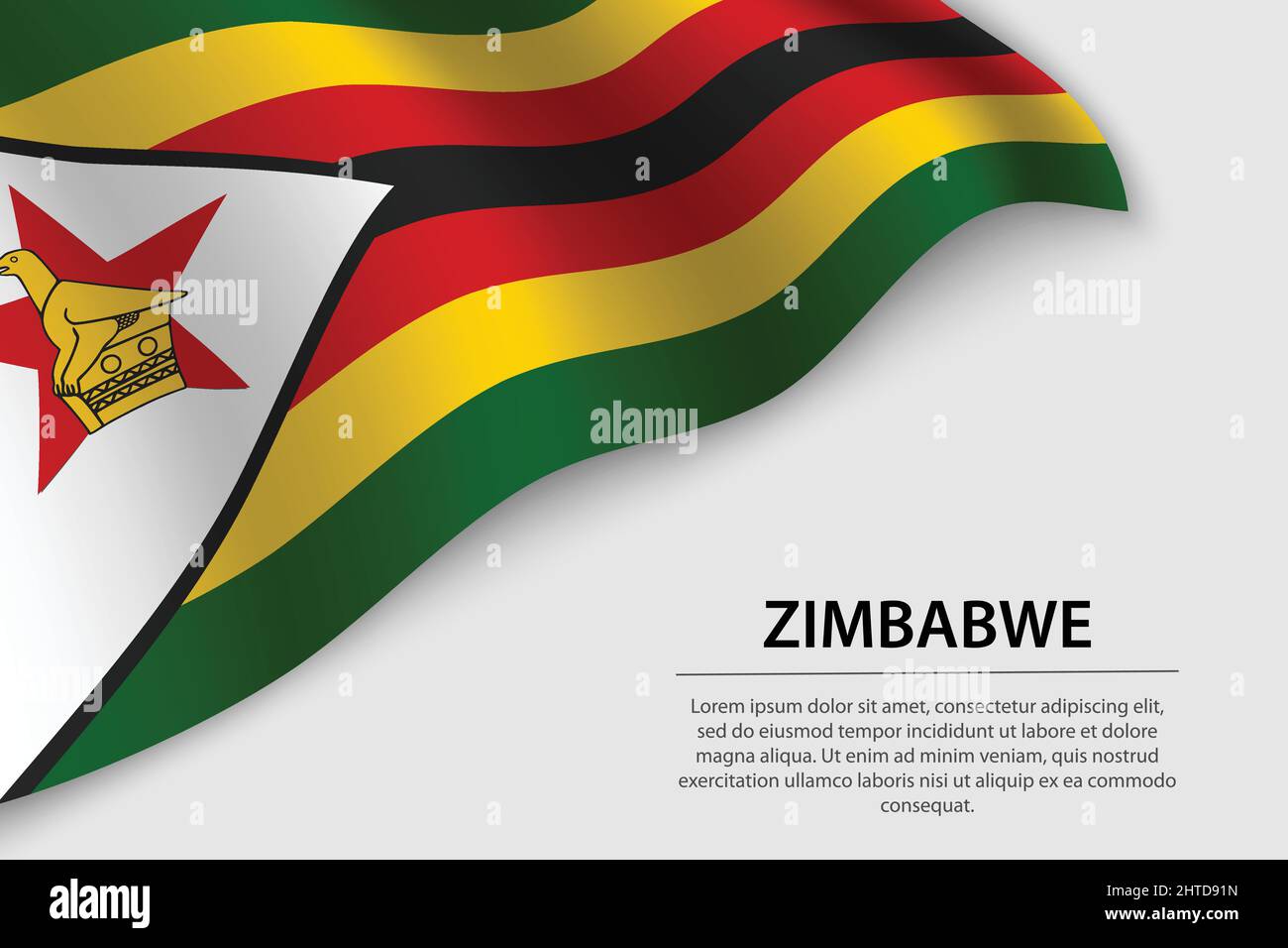 Wave flag of Zimbabwe on white background. Banner or ribbon vector ...