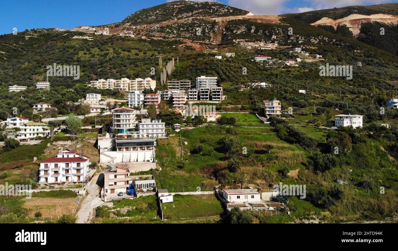 Cityscape seen from Kuzum Baba hill. Aerial city view, city panorama of ...