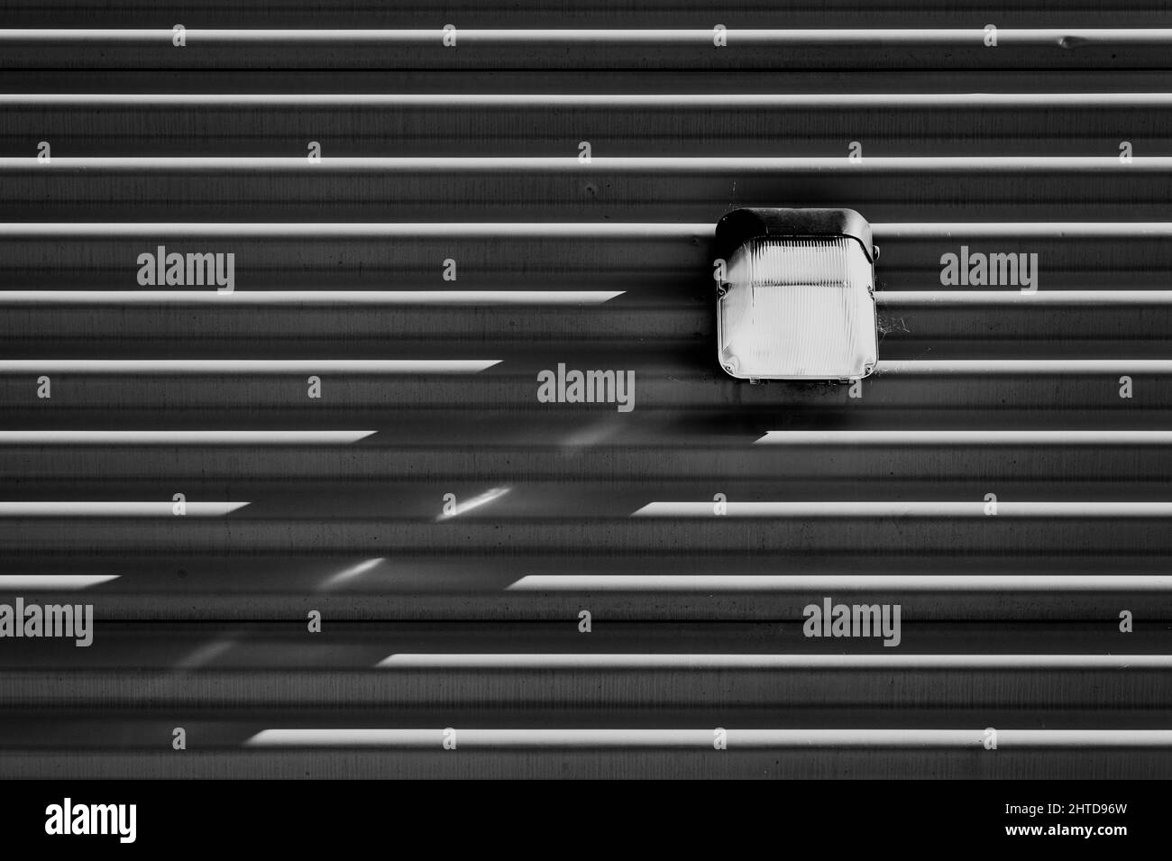 Industrial building exterior lighting Black and White Stock Photos ...