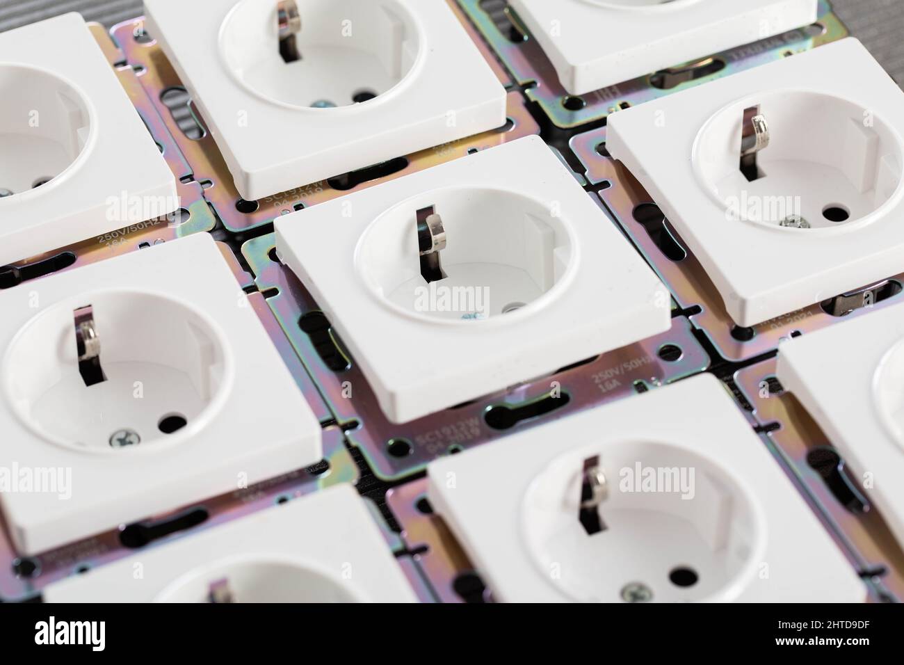 Background from home electric sockets, close-up. The concept of tariffs ...