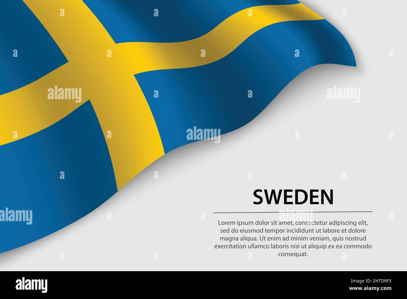 Wave flag of Sweden on white background. Banner or ribbon vector ...