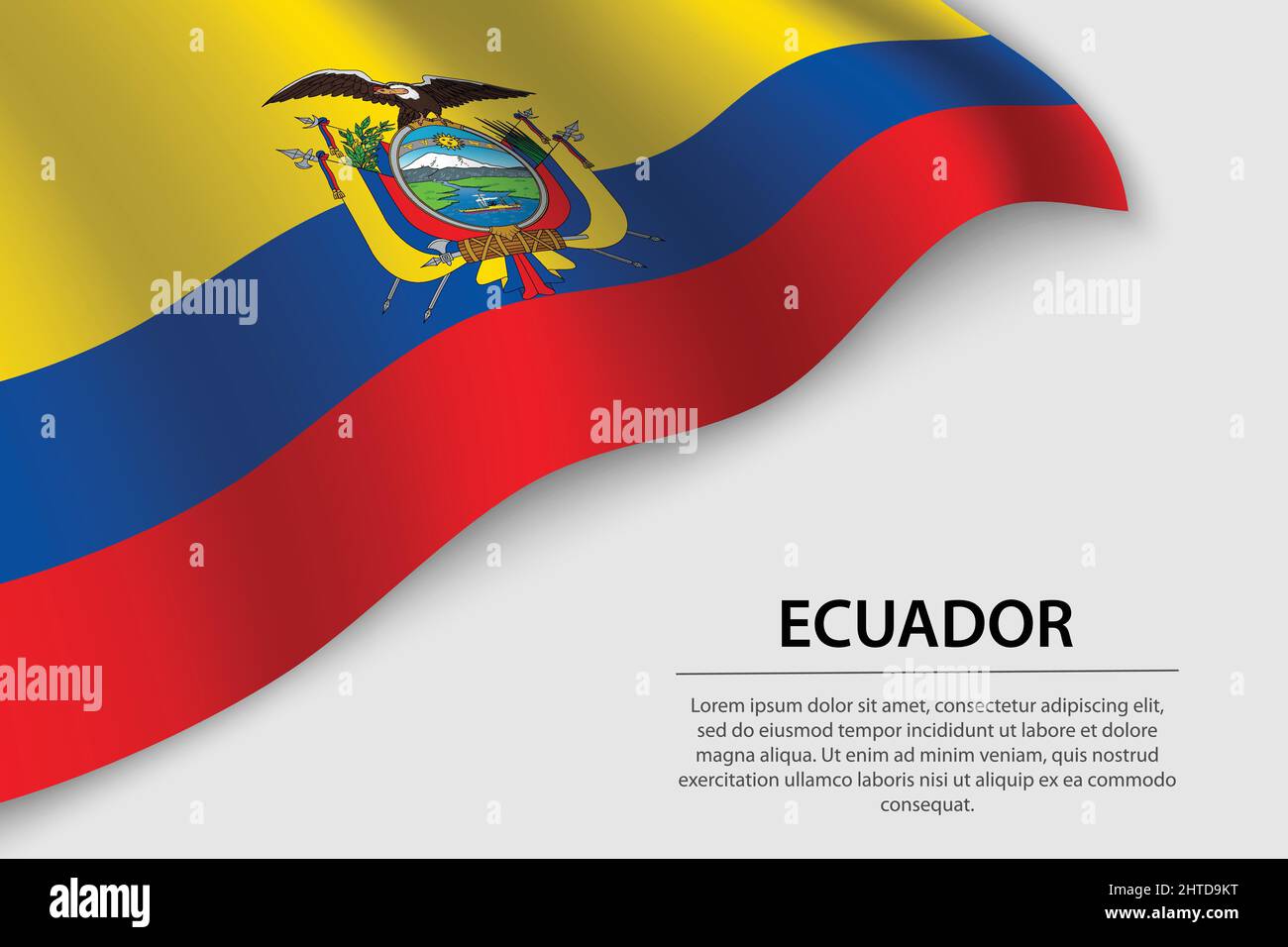 Wave flag of Ecuador on white background. Banner or ribbon vector ...