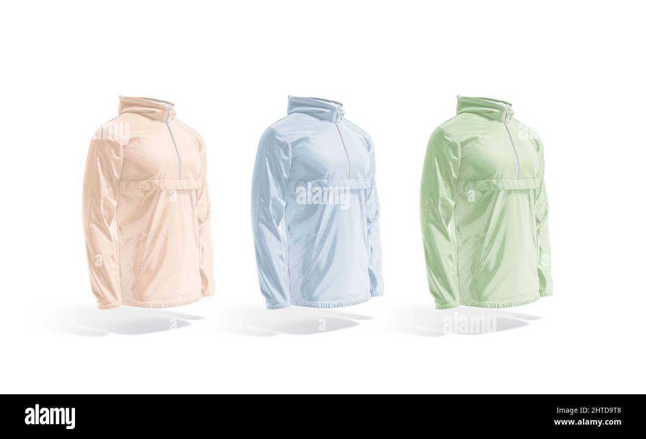Blank colored windbreaker mock up, side view Stock Photo - Alamy