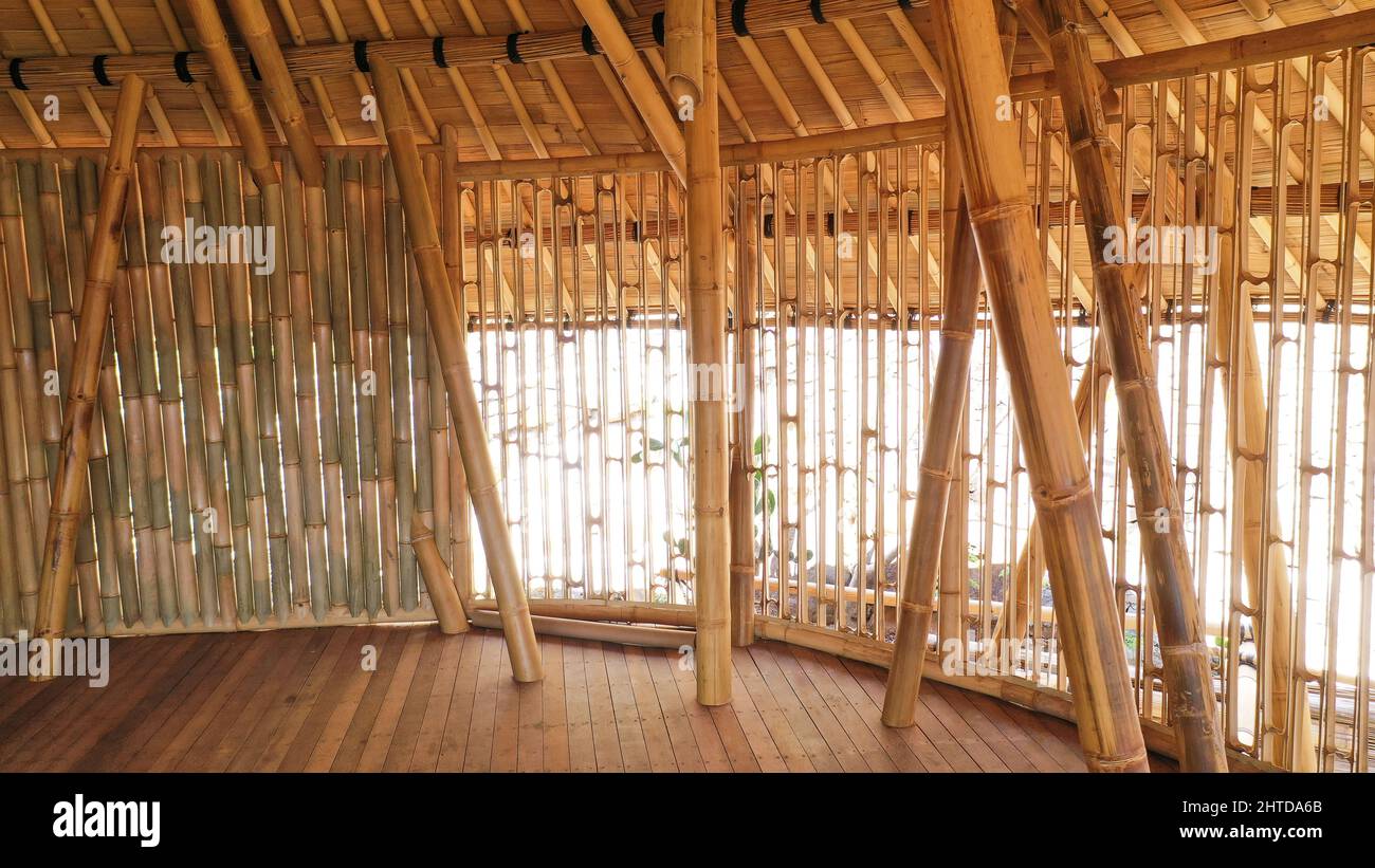 Structure of bamboo huts. Bamboo hut. Bamboo huts for living. The part ...